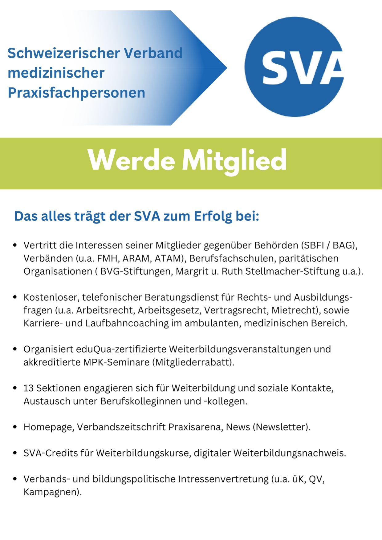 Unser Angebot - Der Berufsverband - Über den SVA - SVA